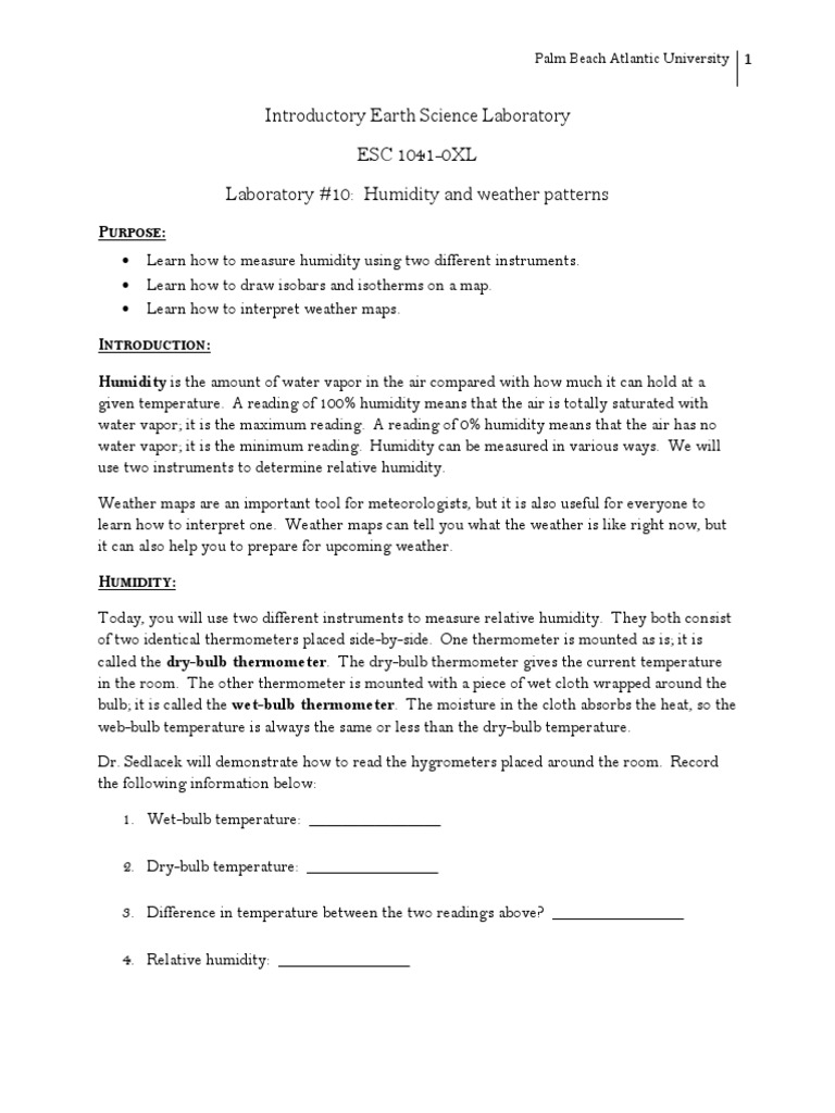 Lab 10 - Humidity and Weather Patterns 2021 | PDF | Humidity | Oceanography