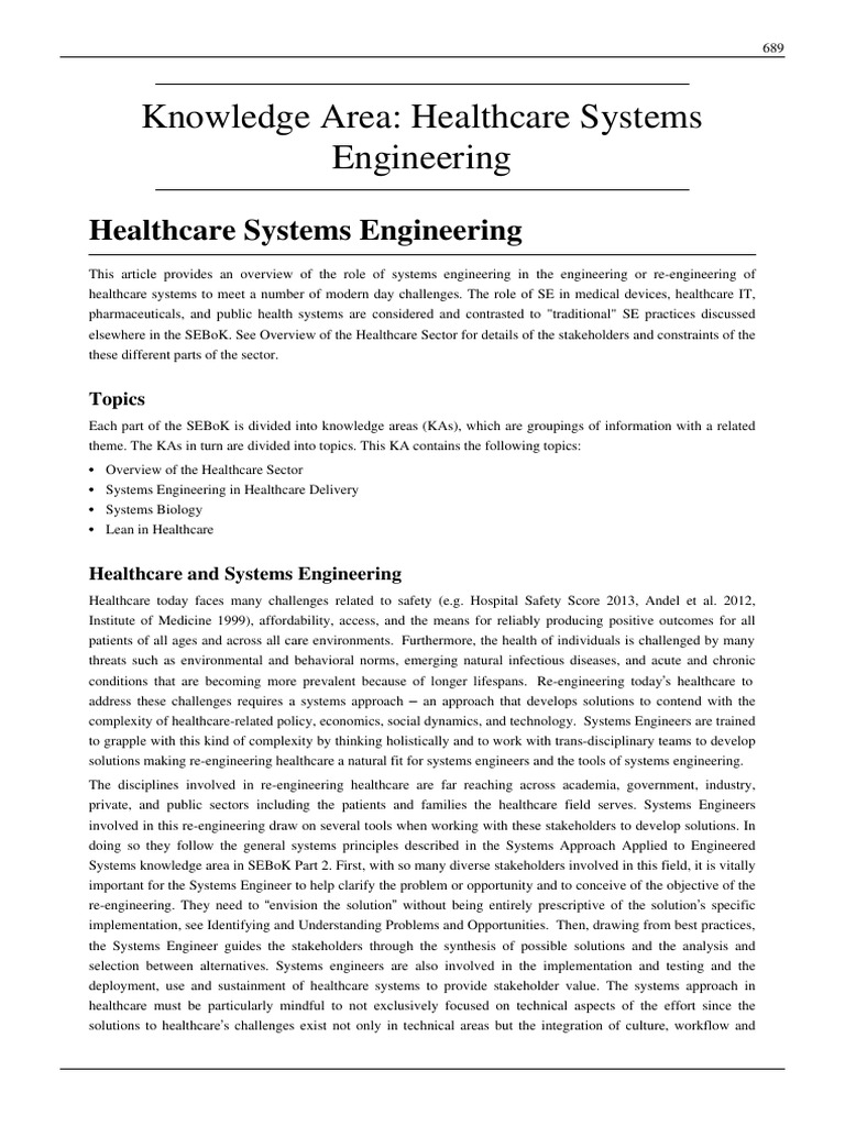 KA-Healthcare Systems Engineering | PDF | Health Care | Risk Management