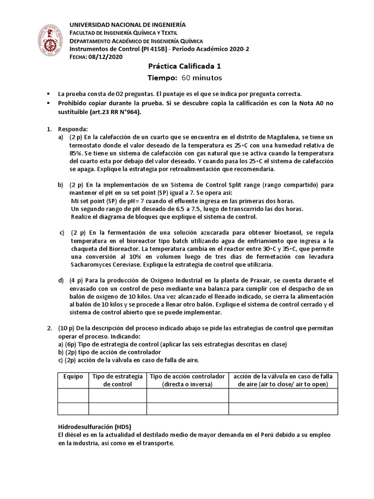 Pi415 PC1 2020-2 | PDF | Sustancias químicas | Materiales
