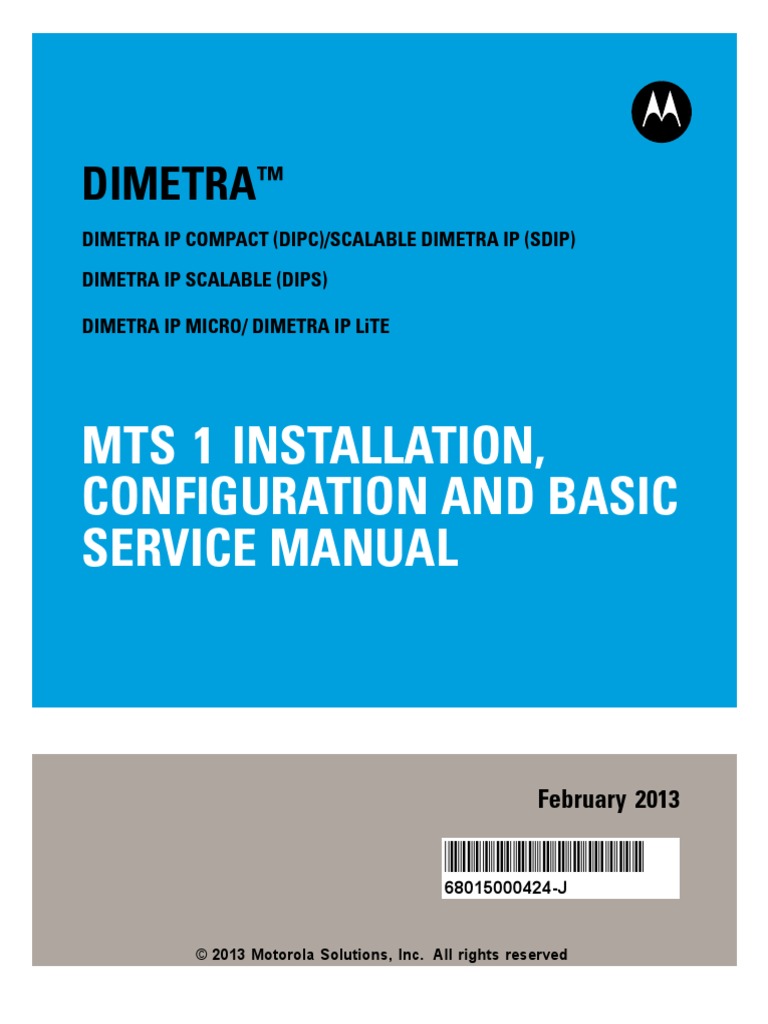 MTS1 Installation Configuration and Basic Service Manual DIPS DIPC DIPM ...