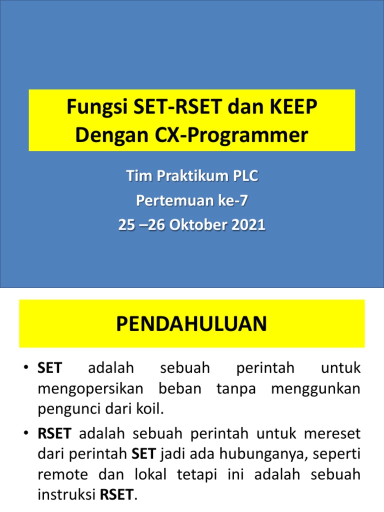 Fungsi Set-Reset Dan Keep Dengan Cx-Programer | PDF