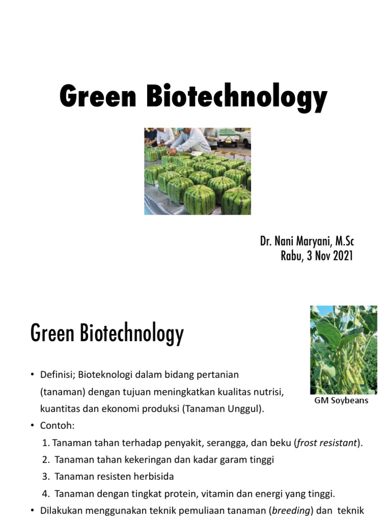 Green Biotechnology: Potensi dan Aplikasi Bioteknologi Hijau dalam ...