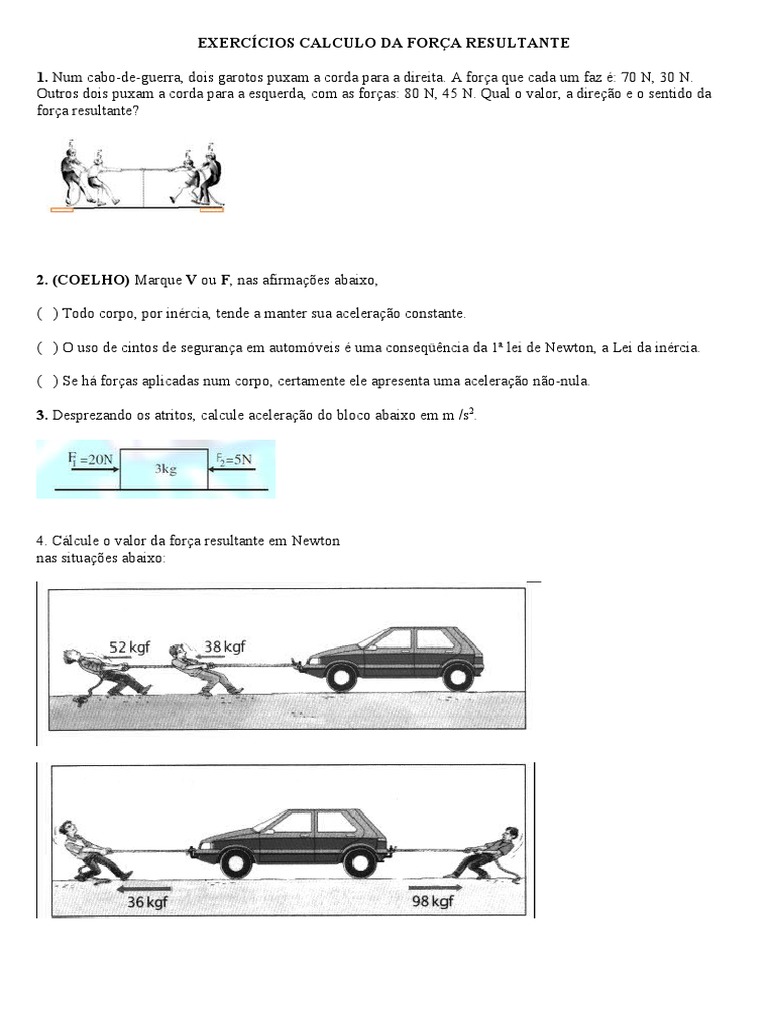 Exercicios Calculo Da Forca Resultante | PDF