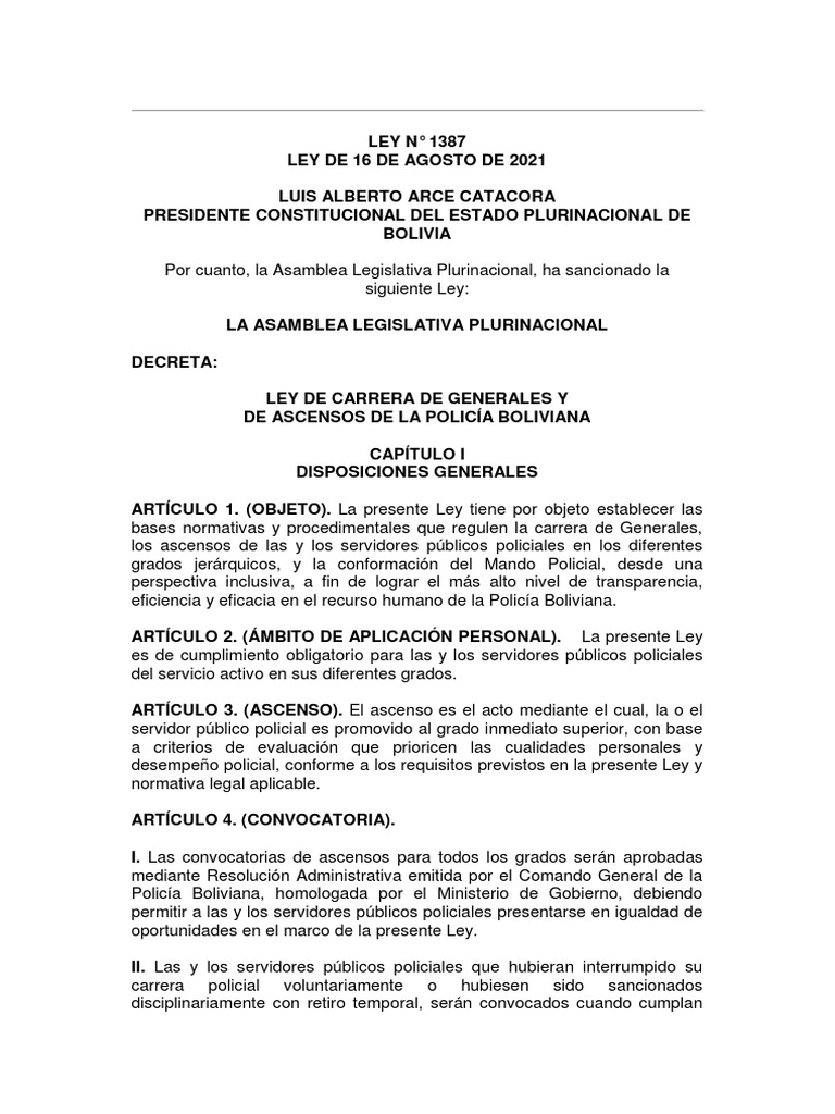 Ley 1387 | PDF | Sargento | Oficial general