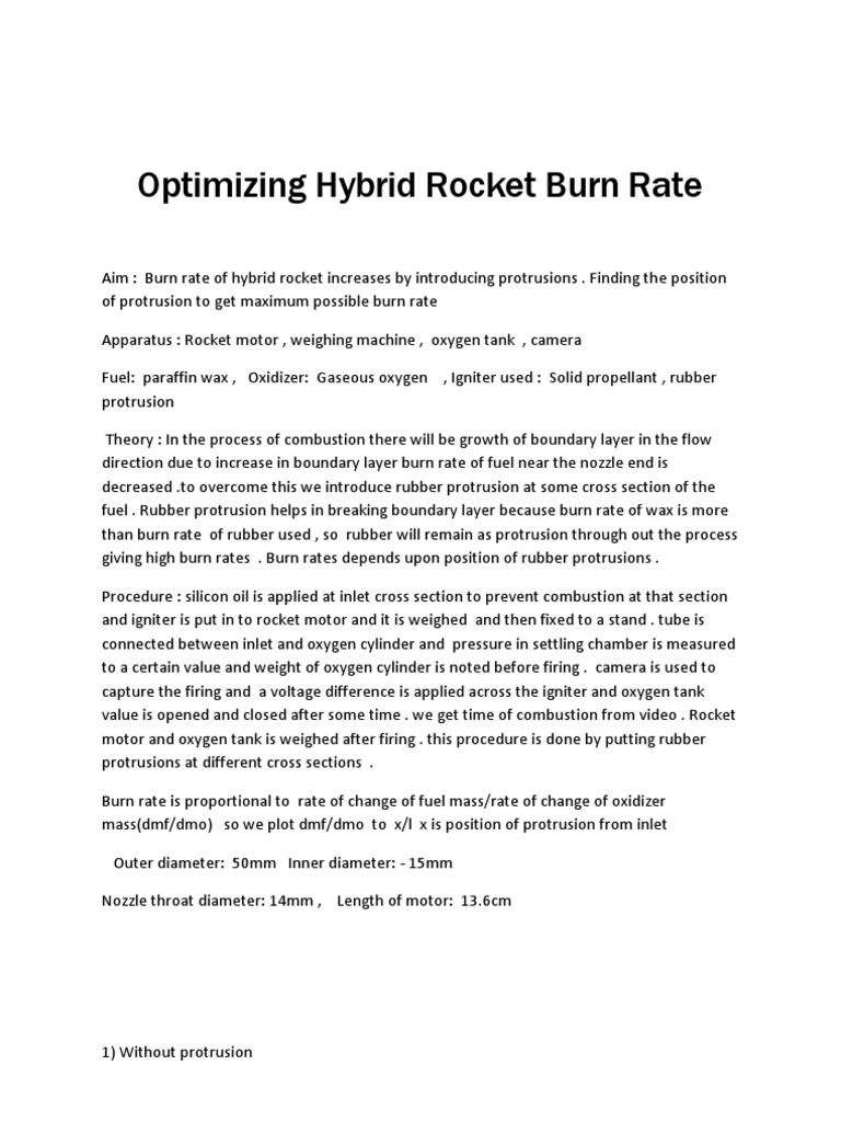 Optimizing Hybrid Rocket Burn Rate | PDF | Rocket Engine | Oxygen