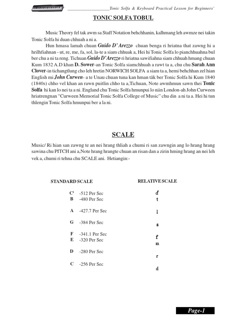 2 - Note - Tonic & Keyboard Zirna (Beginer) | PDF | Tempo | Scale (Music)
