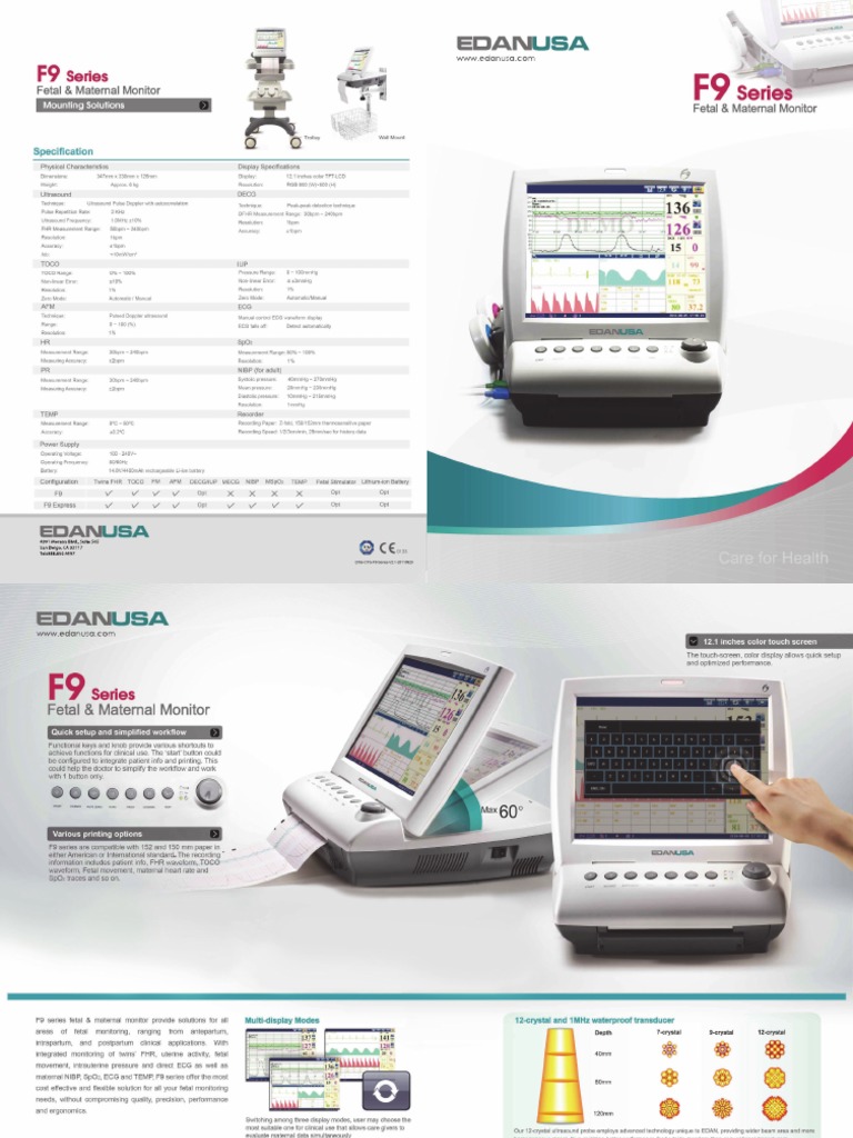 Edan F9 Series Fetal and Maternal Monitor Brochure | PDF