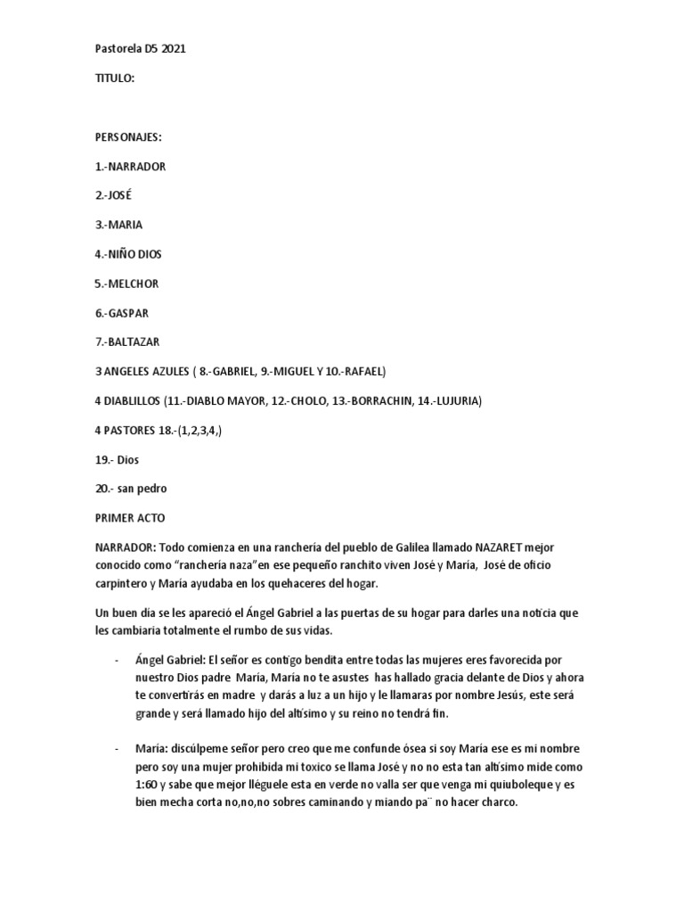 Pastorela: El Osito Bimbo Cholo | PDF | María, madre de Jesús