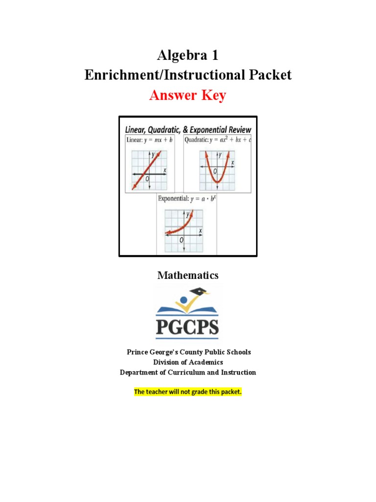 Algebra 1 Enrichment/Instructional Packet Answer Key | PDF