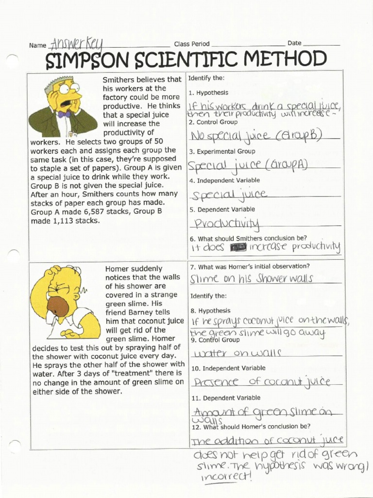 Simpson Scientific Method Answers | PDF