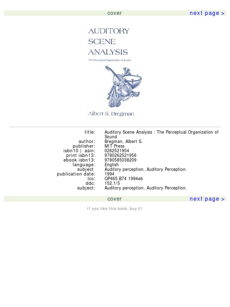 Auditory Scene Analysis - The Perceptual Organization of Sound - Albert ...