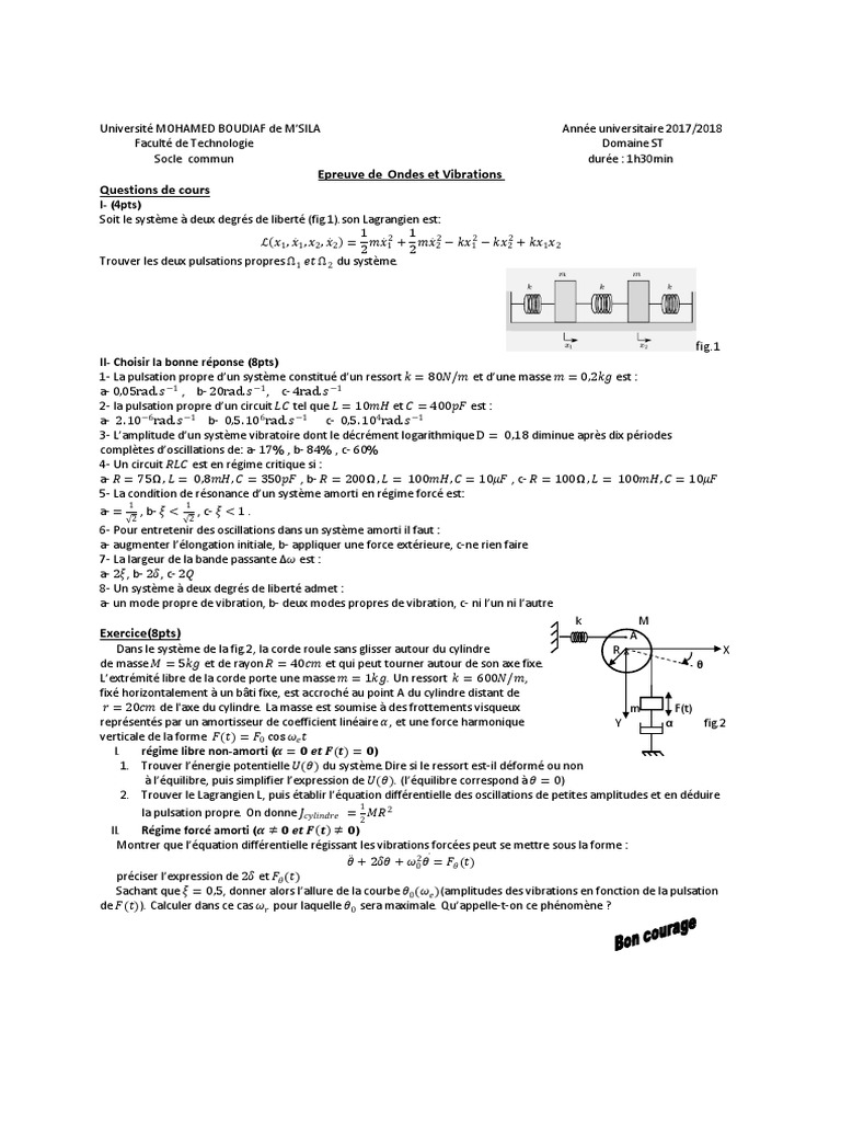 Examens Et Solutions | PDF | Mode normal | Oscillation