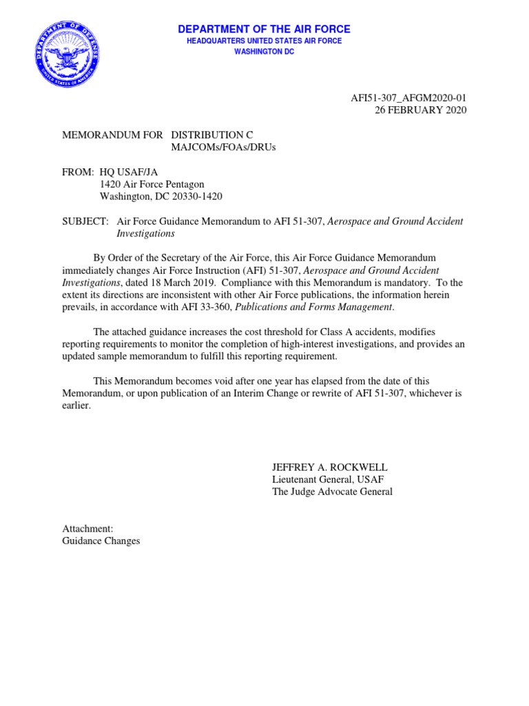 AFI 51-307, Aerospace and Ground Accident Investigations | PDF | United ...