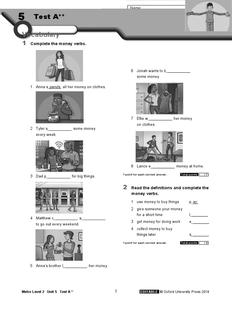 Metro Level 2 Unit 5 Test A Two Stars | PDF | Syntax | Grammar