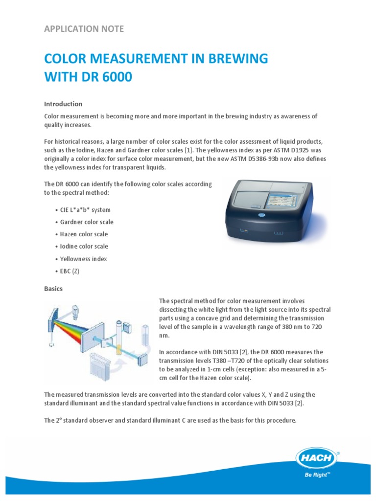 Application Note. Color Measurement in Brewery With DR6000 | PDF ...