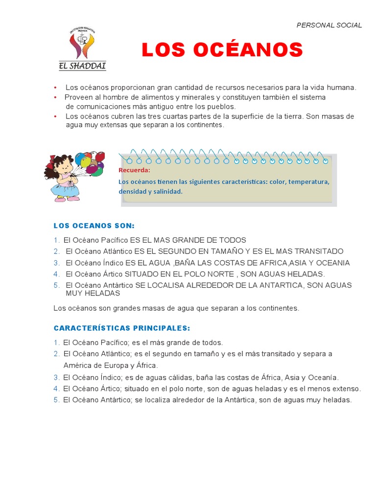 Características de los océanos para niños | PDF | Océanos | océano ...