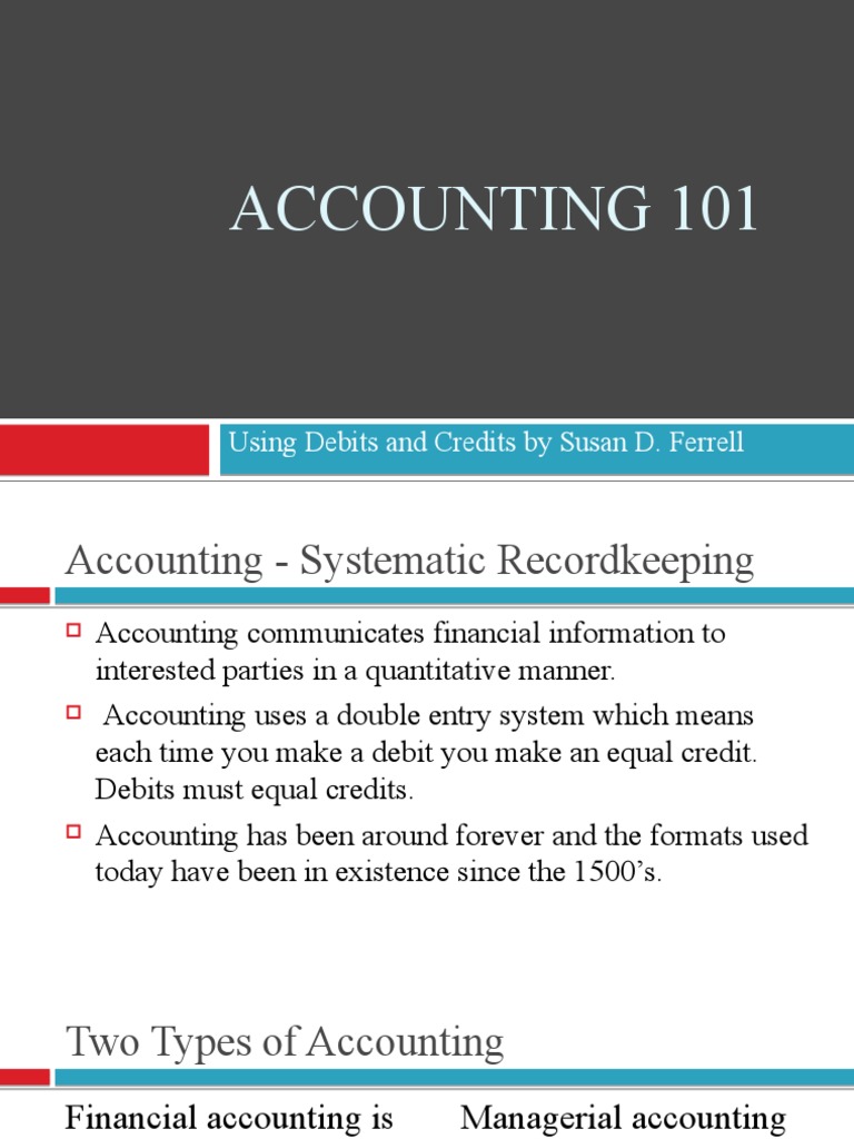 Accounting 101 Presentation | PDF | Debits And Credits | Financial ...