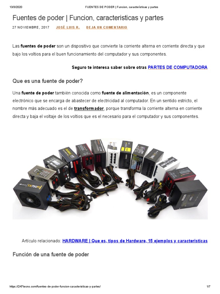 Función y características de fuentes de poder | PDF | Corriente ...