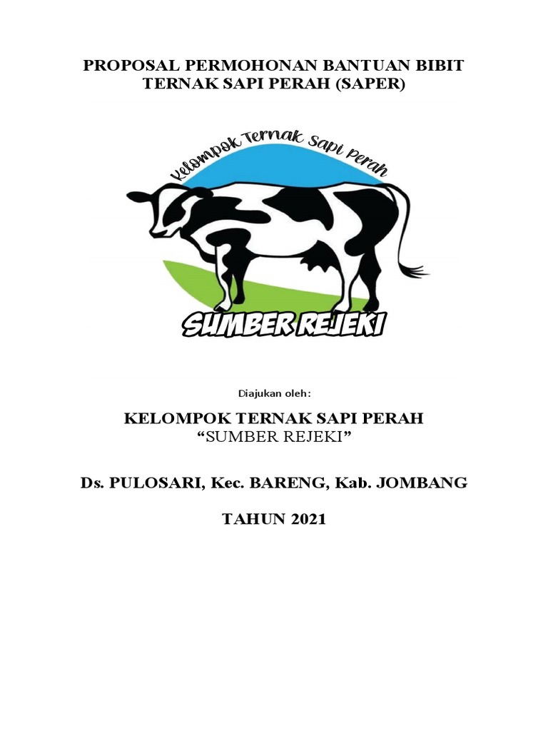 Proposal Permohonan Bantuan Bibit Ternak Sapi Perah | PDF
