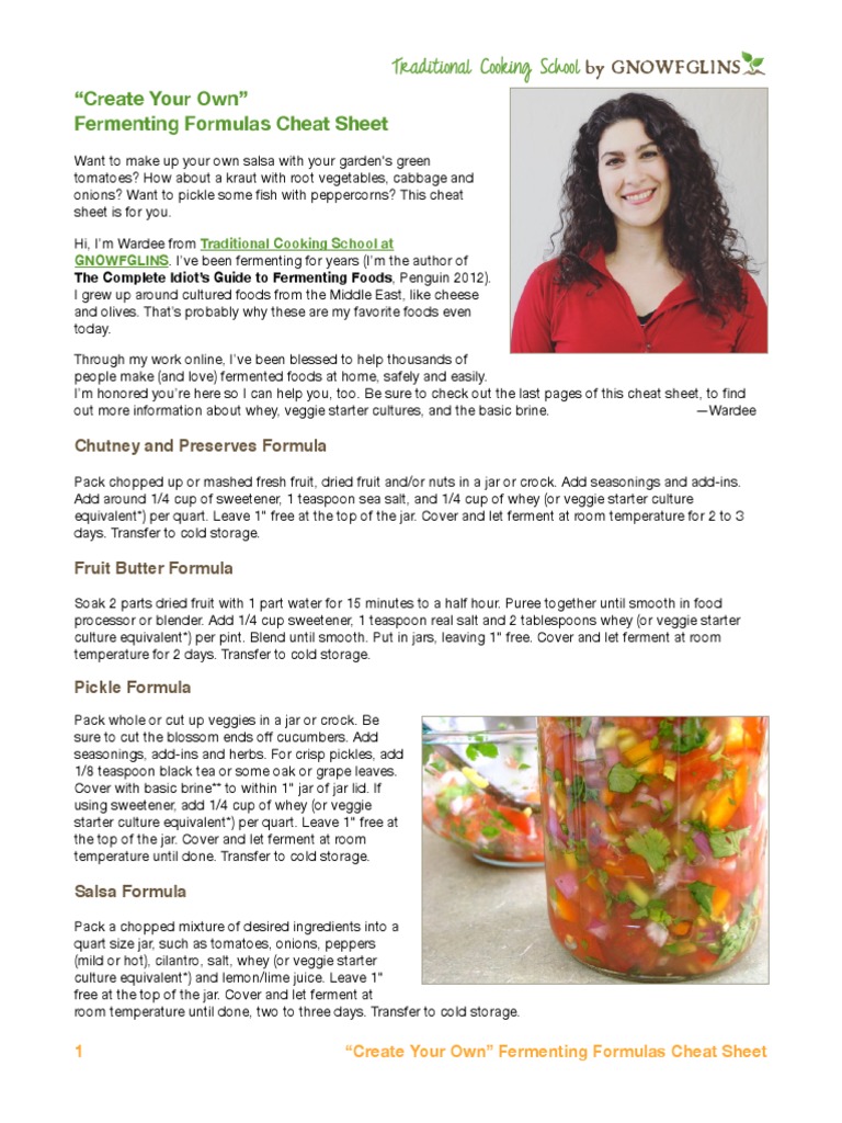 Lacto-Fermentation Formulas Cheat Sheet Traditional Cooking School by ...