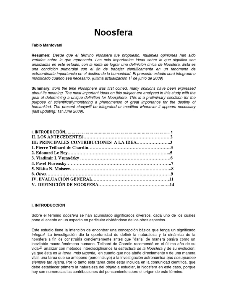 Noosfera | PDF | Evolución | Vida