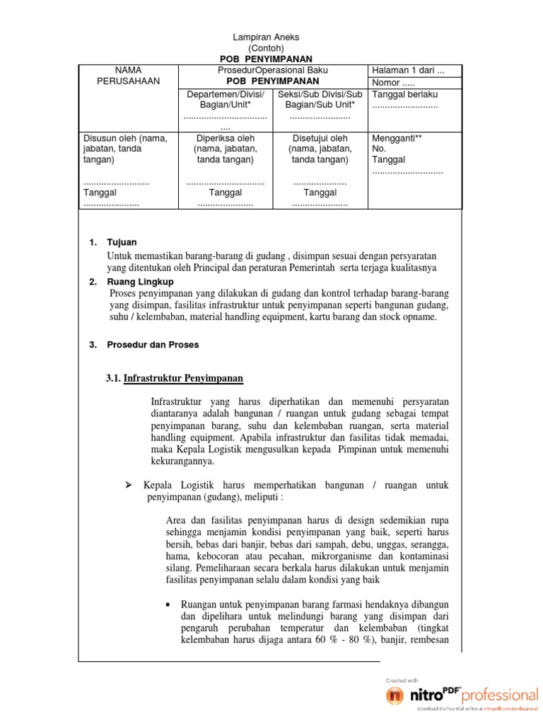 Lampiran 4.5 Contoh POB Penyimpanan | PDF