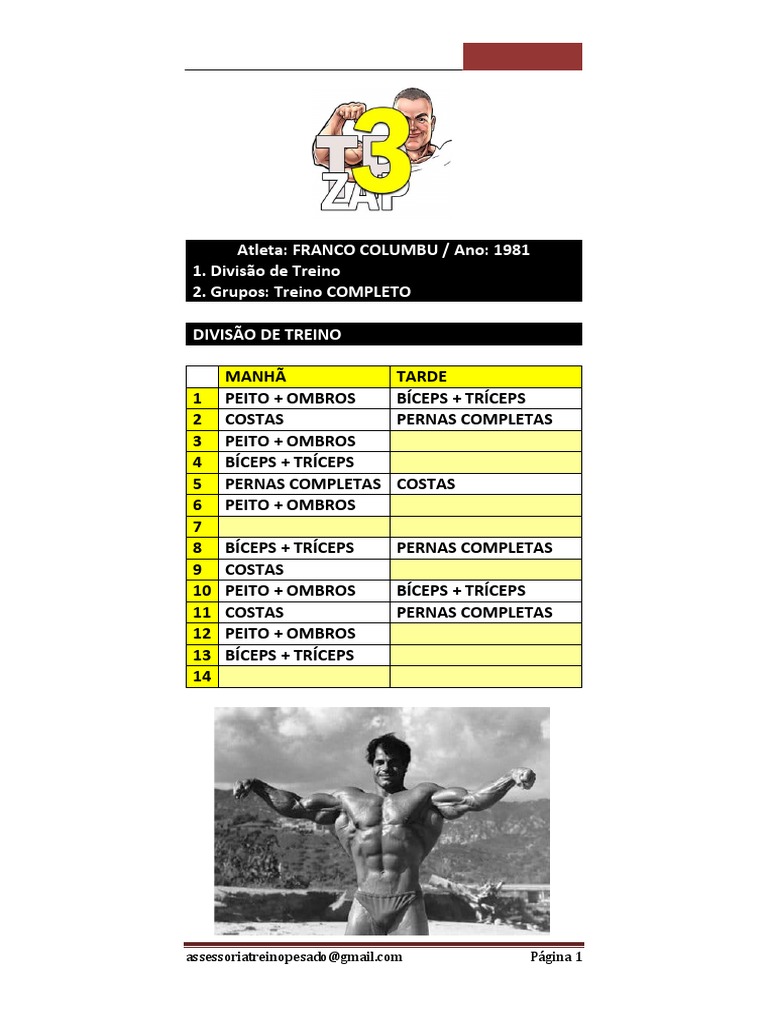 Treino Completo de Franco Columbu | PDF | Musculação