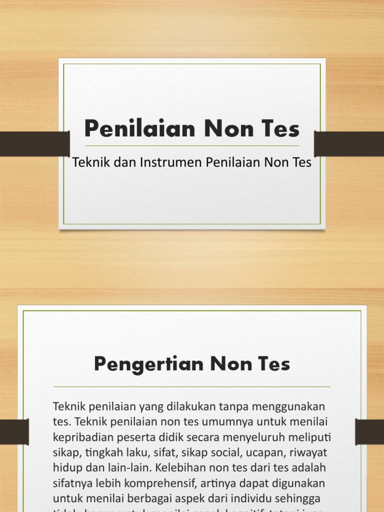 Teknik dan Instrumen Penilaian Non Tes | PDF