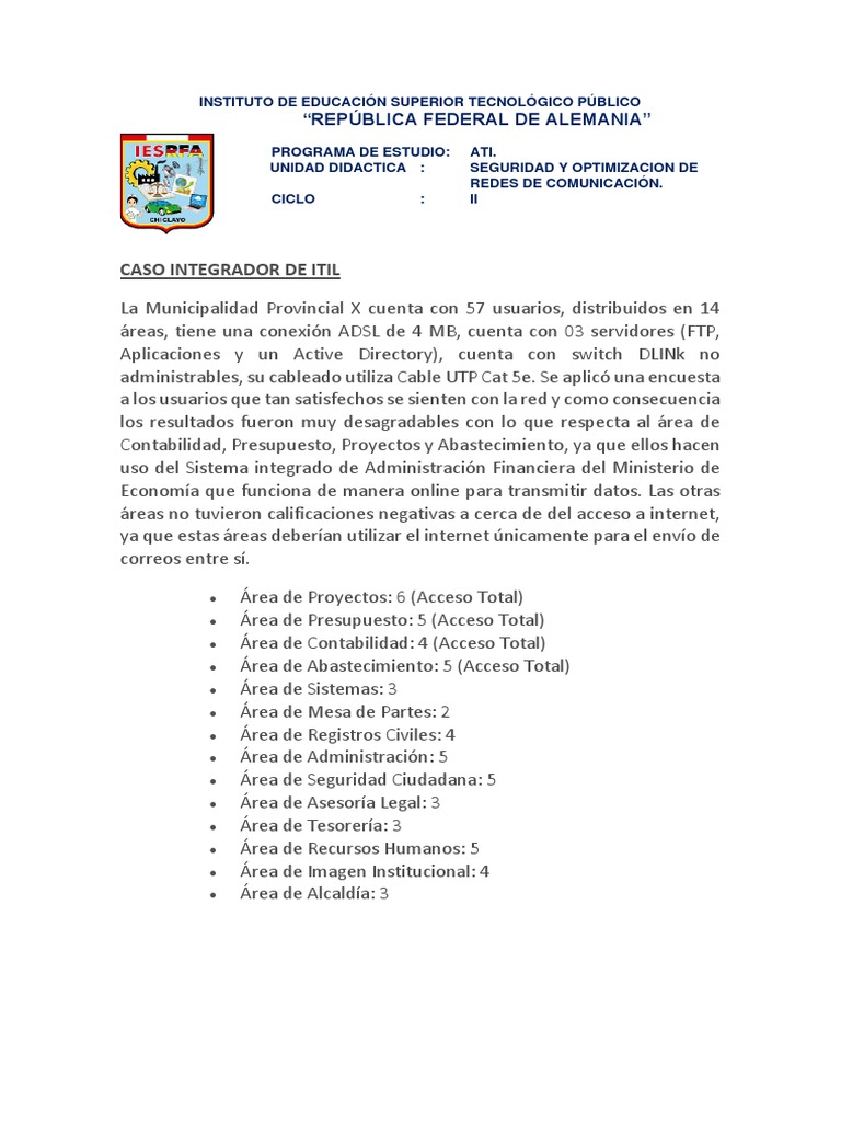 Caso Integrador de Itil V3 | PDF | Servidor proxy | Internet