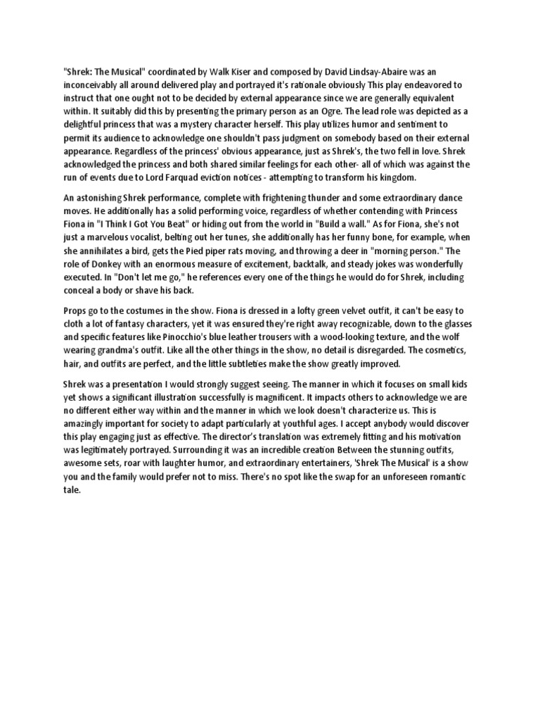 Shrek The Musical | PDF