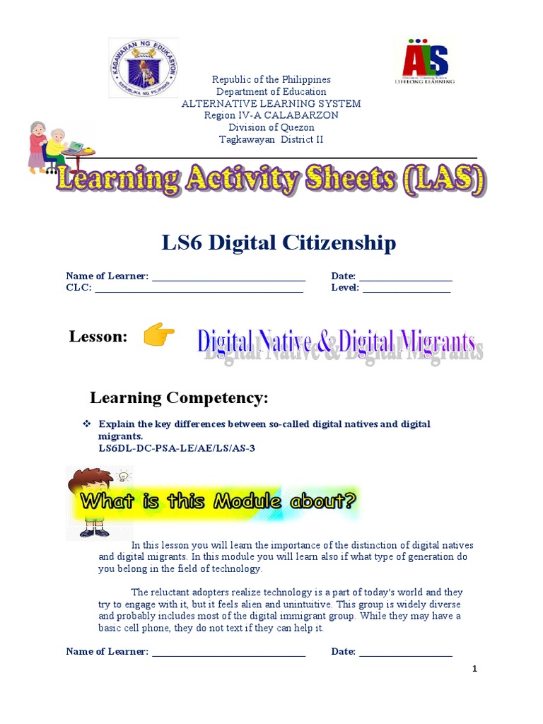 LS6 Modules With Worksheets (Digital Native & Migrants | PDF ...