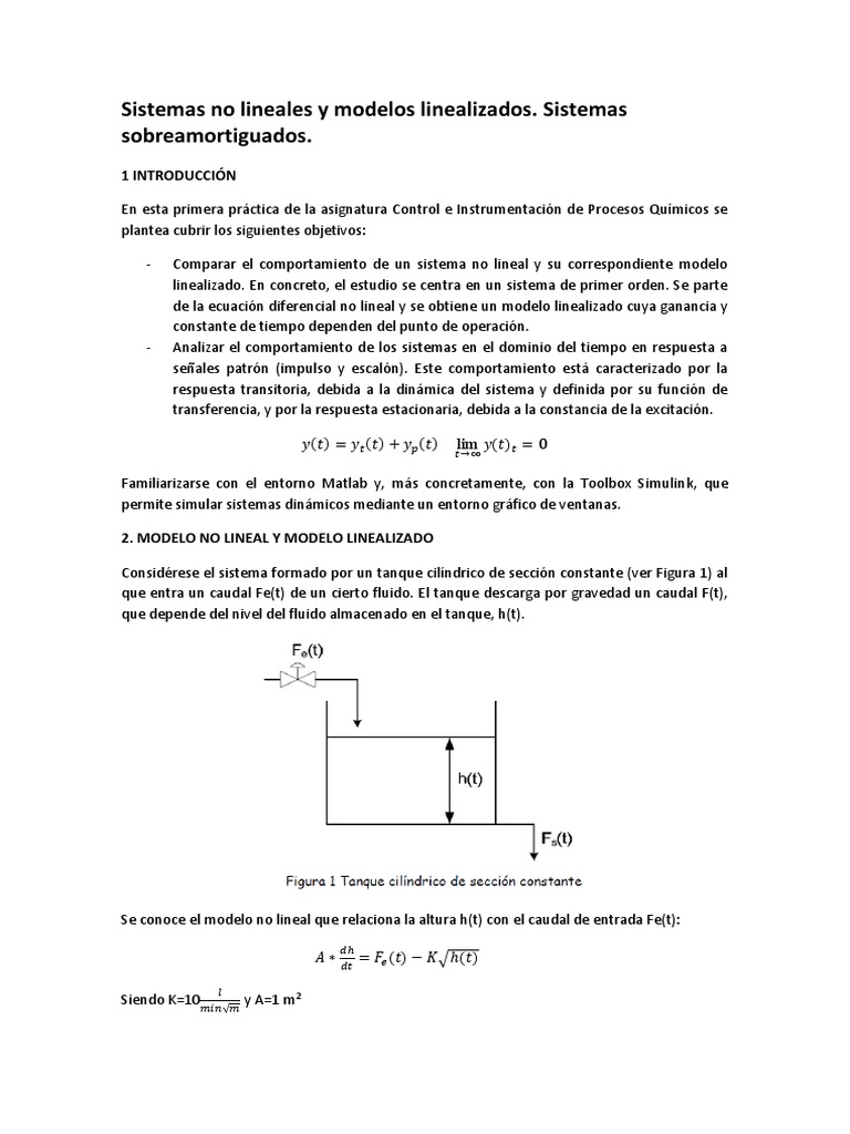 Sistemas No Lineales y Modelos Linealizados. | PDF | Matlab | Simulación
