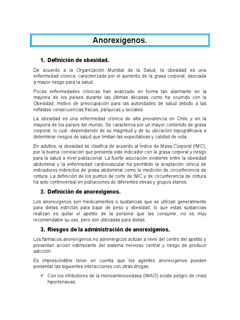 Anorexigenos. (Farmacologia) | PDF | Obesidad | Índice de masa corporal
