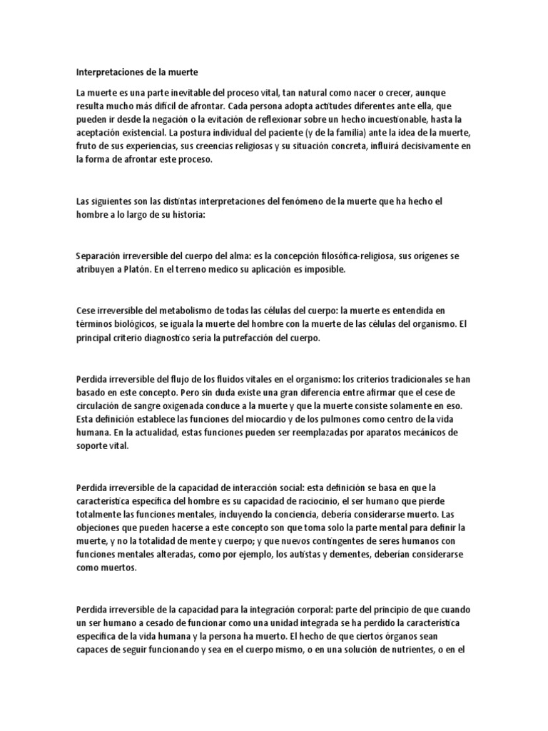 Tres tipos de muerte y su interpretación | PDF | Muerte | Hospital