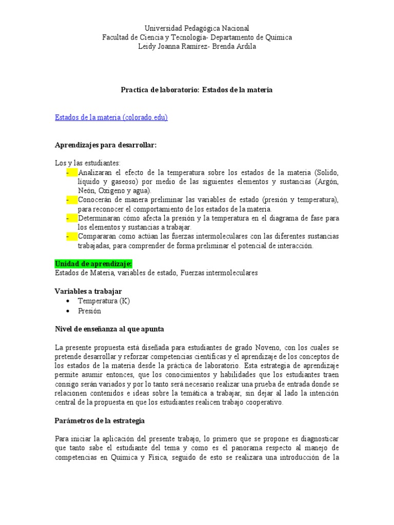 Laboratorio Estados de La Materia - Fisica | PDF | Gases | Líquidos