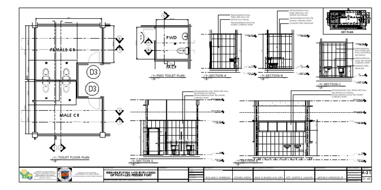 PWD Toilet Plan Section A Section B Section C | PDF