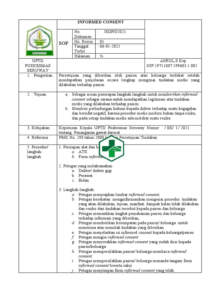 Sop Informed Consent | PDF