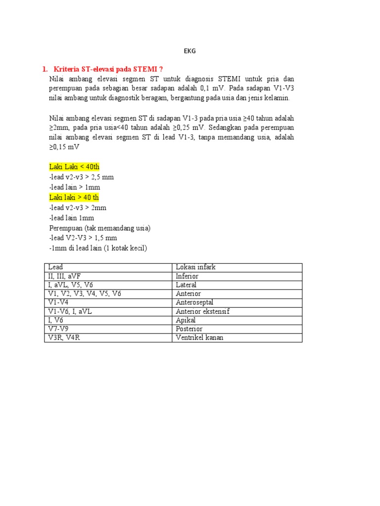 Kriteria ST-elevasi Pada STEMI ? | PDF