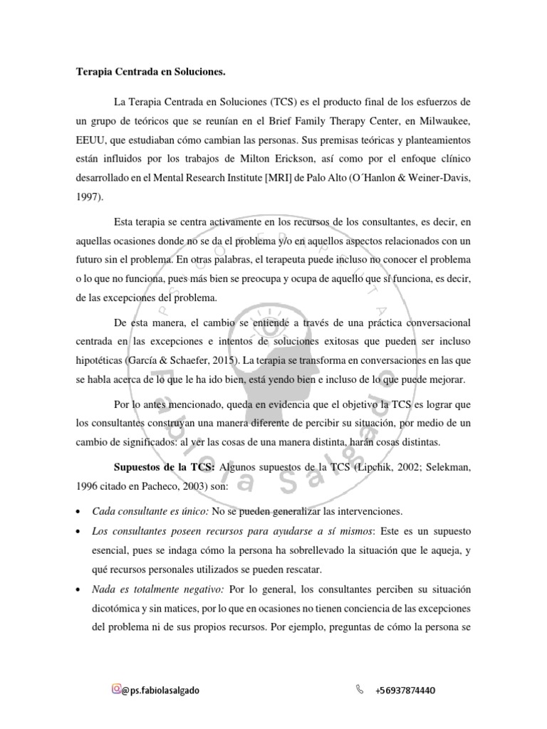 Terapia Centrada en Soluciones | PDF | Psicoterapia | Las emociones