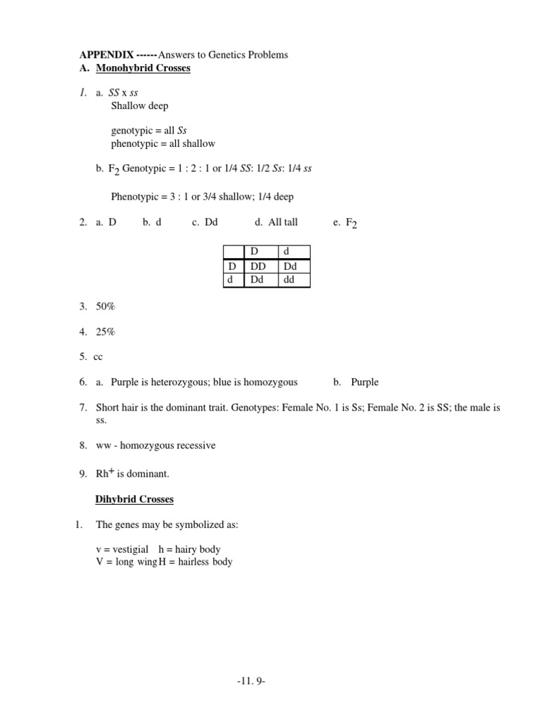 Genetic Problems ANSWERS | PDF | Dominance (Genetics) | Genotype