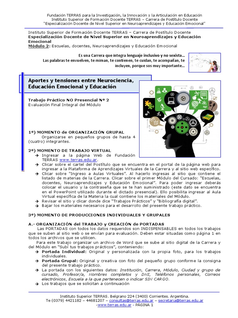 NEURO2 TPNOPresencial2 Escuelas Docentes | PDF | Las emociones | Maestros