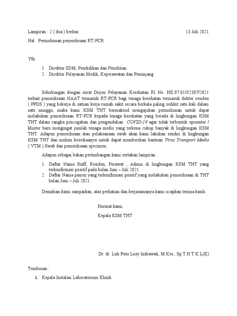 Surat Permohonan PCR | PDF
