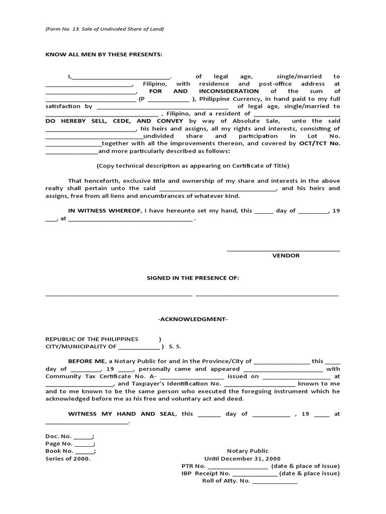 Sale of Undivided Share of Land | PDF | Payments | Private Law Sale of Undivided Share of Land | PDF | Payments | Private Law