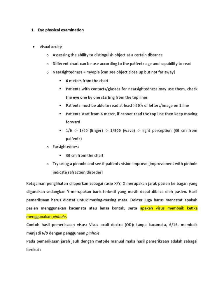 Eye Physical Examination Simplified | PDF