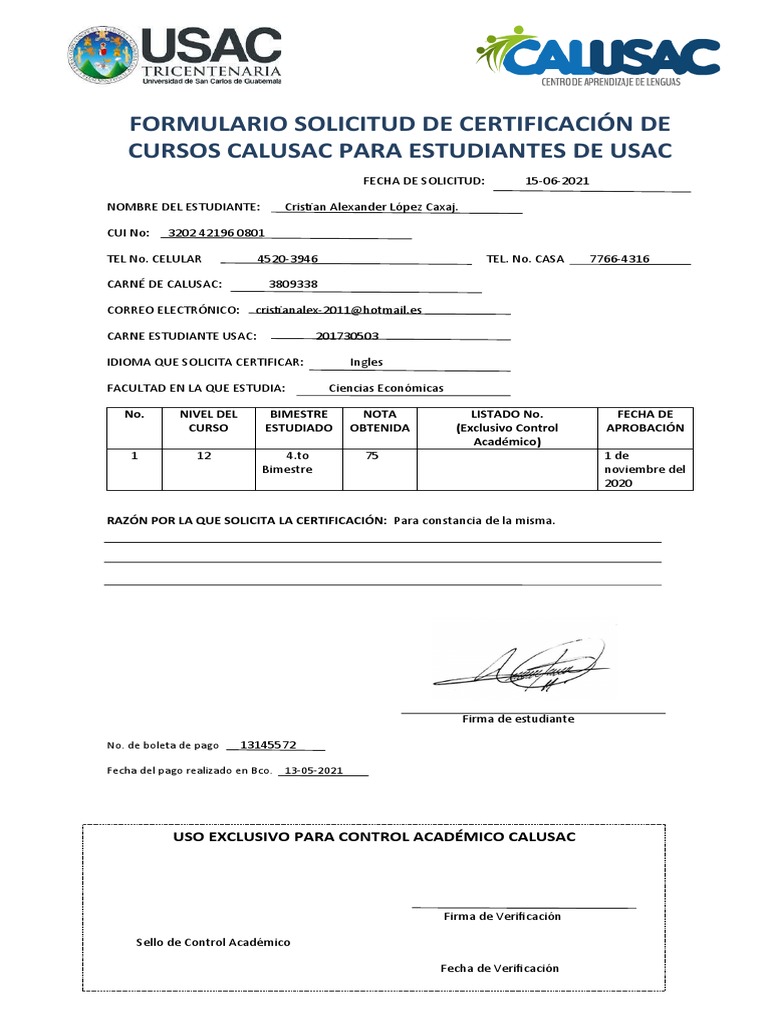 FORMULARIO-Certificación de Cursos | PDF