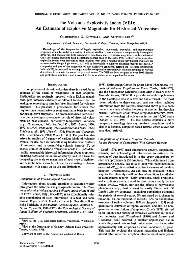 The Volcanic Explosivity Index (VEI) | PDF | Volcano | Types Of ...