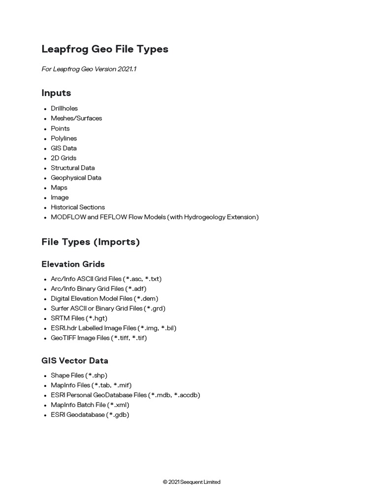 Leapfrog Geo File Types | PDF | Computer File Formats | Data