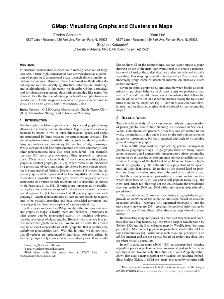 Gmap: Visualizing Graphs and Clusters As Maps: Emden Gansner Yifan Hu ...