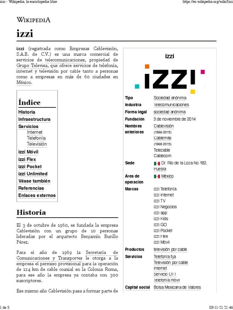 Izzi - Wikipedia, La Enciclopedia Libre | PDF | Tecnología de ...