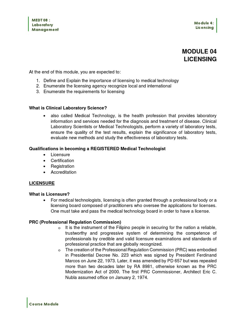 Module 04 - Licensing | PDF | Licensure | Professional Certification
